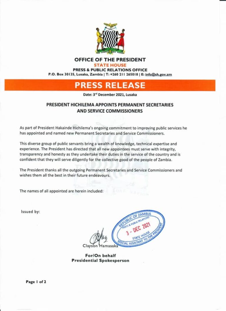 List of new permanent secretaries, and other public office holders ...